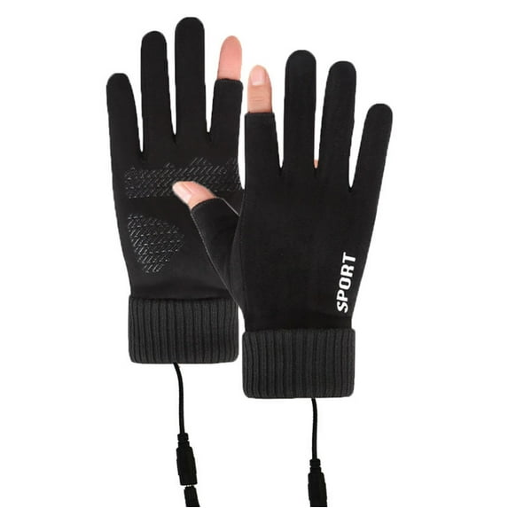 Black Usb Heated Gloves For Men And Women Winter Outdoor Cycling ...