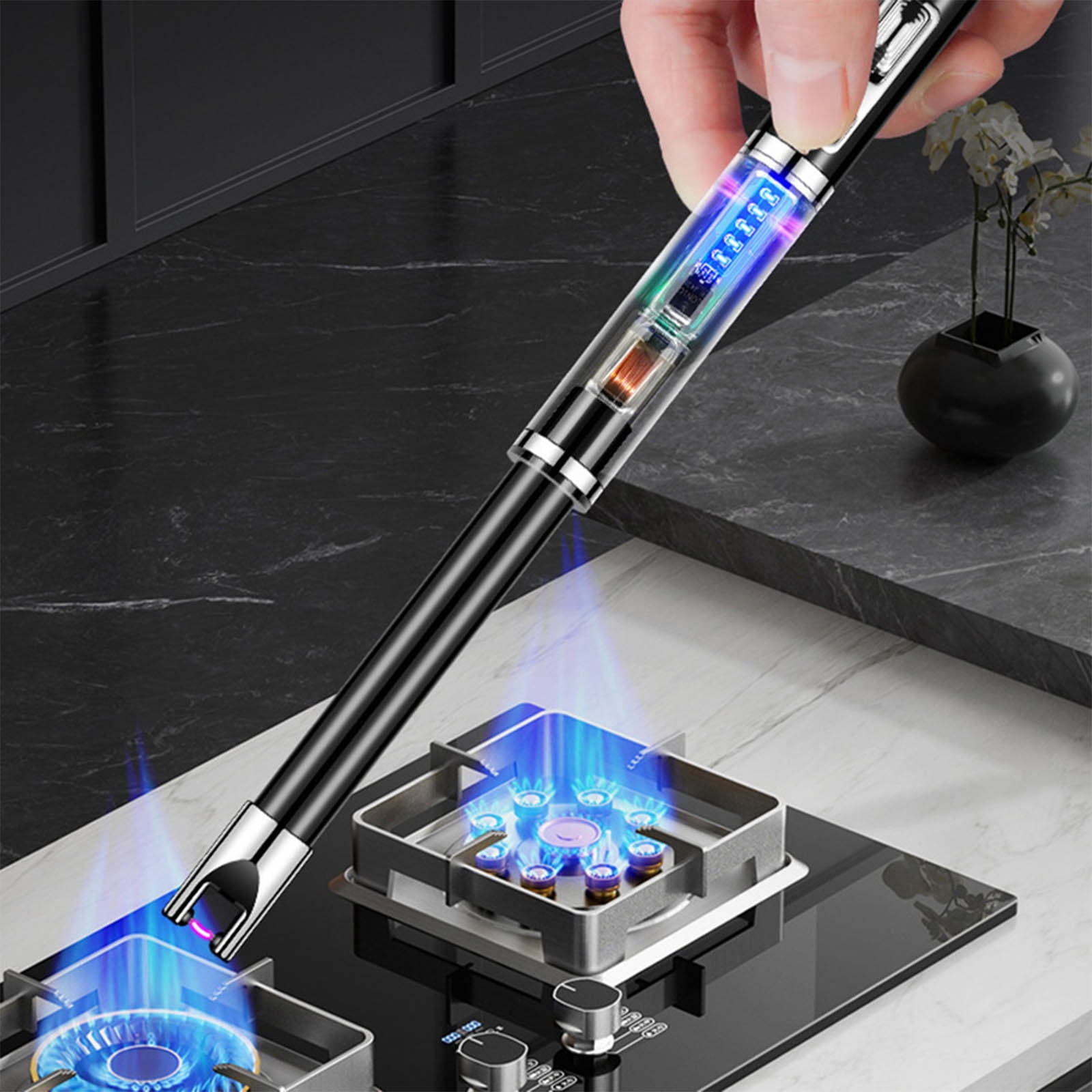 Black Usb Rechargeable Lighter Electronic Igniter For Gas Stove Candle ...