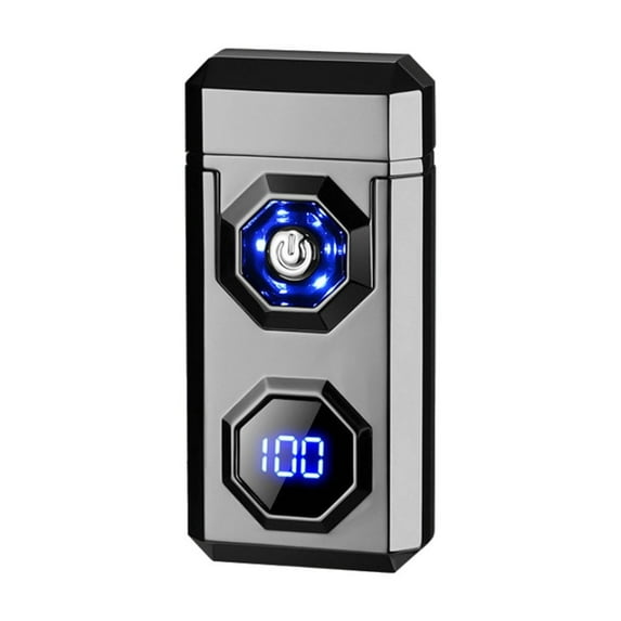 Black Usb Rechargeable Windproof Plasma Lighter With Type-C Port Led ...