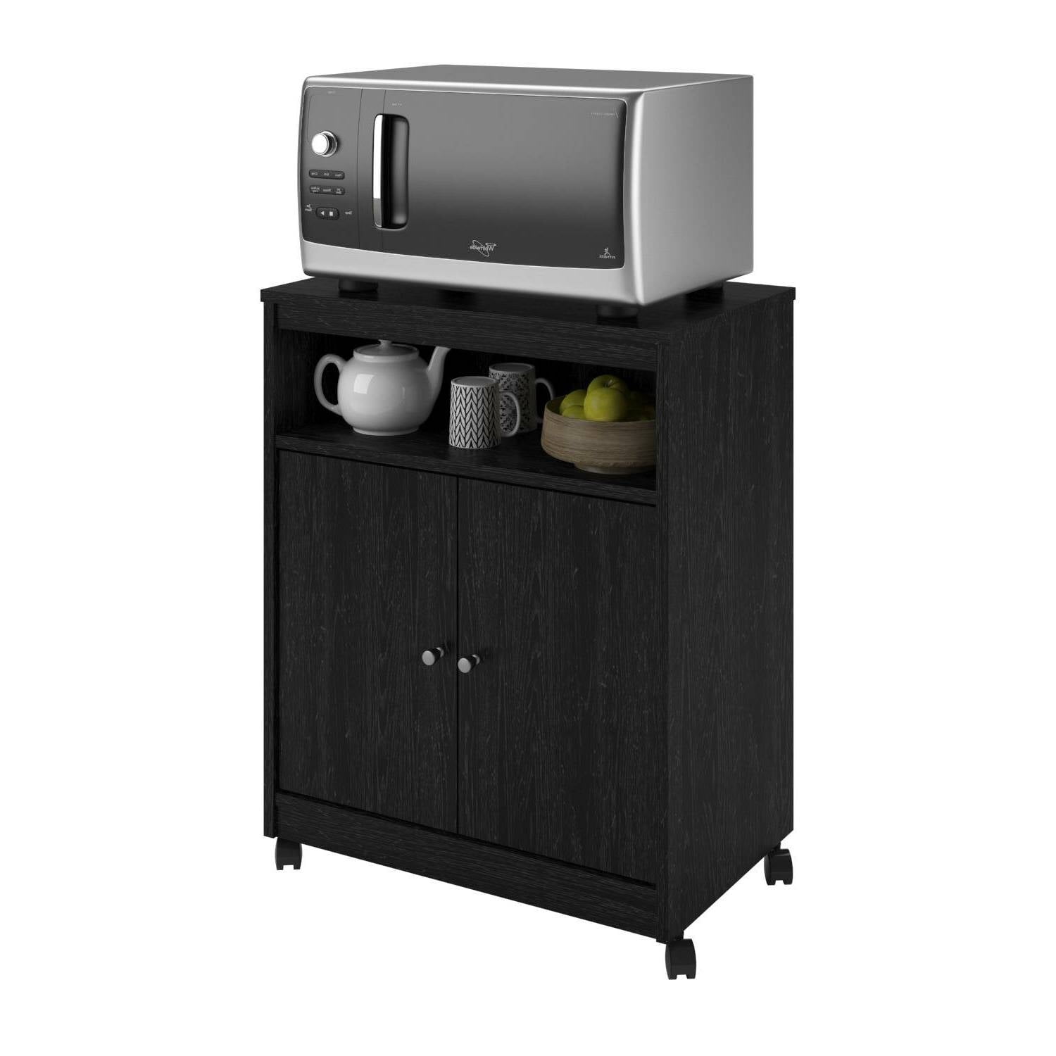 Black Utility Cart / Kitchen Microwave Cart with Casters - Walmart.com