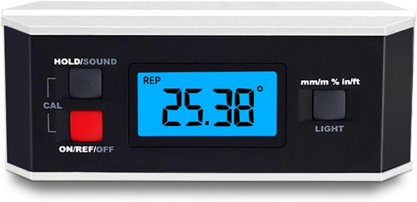 Black V-Groove Digital Angle Finder with Backlight Display - High ...