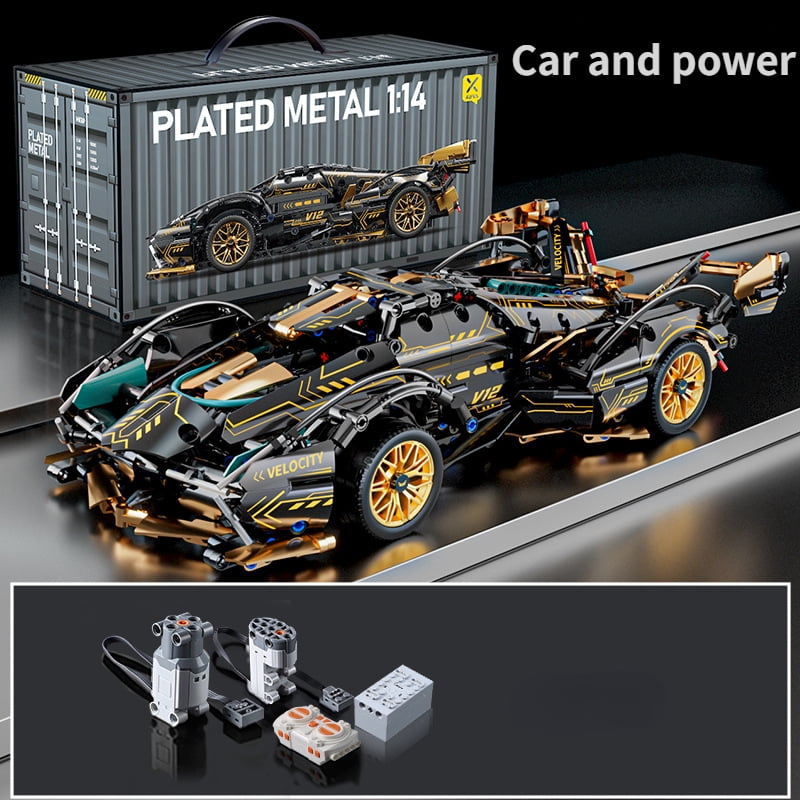Black V12 Block Roadster RC Tech Racer 1:14DIY Roadster building block ...