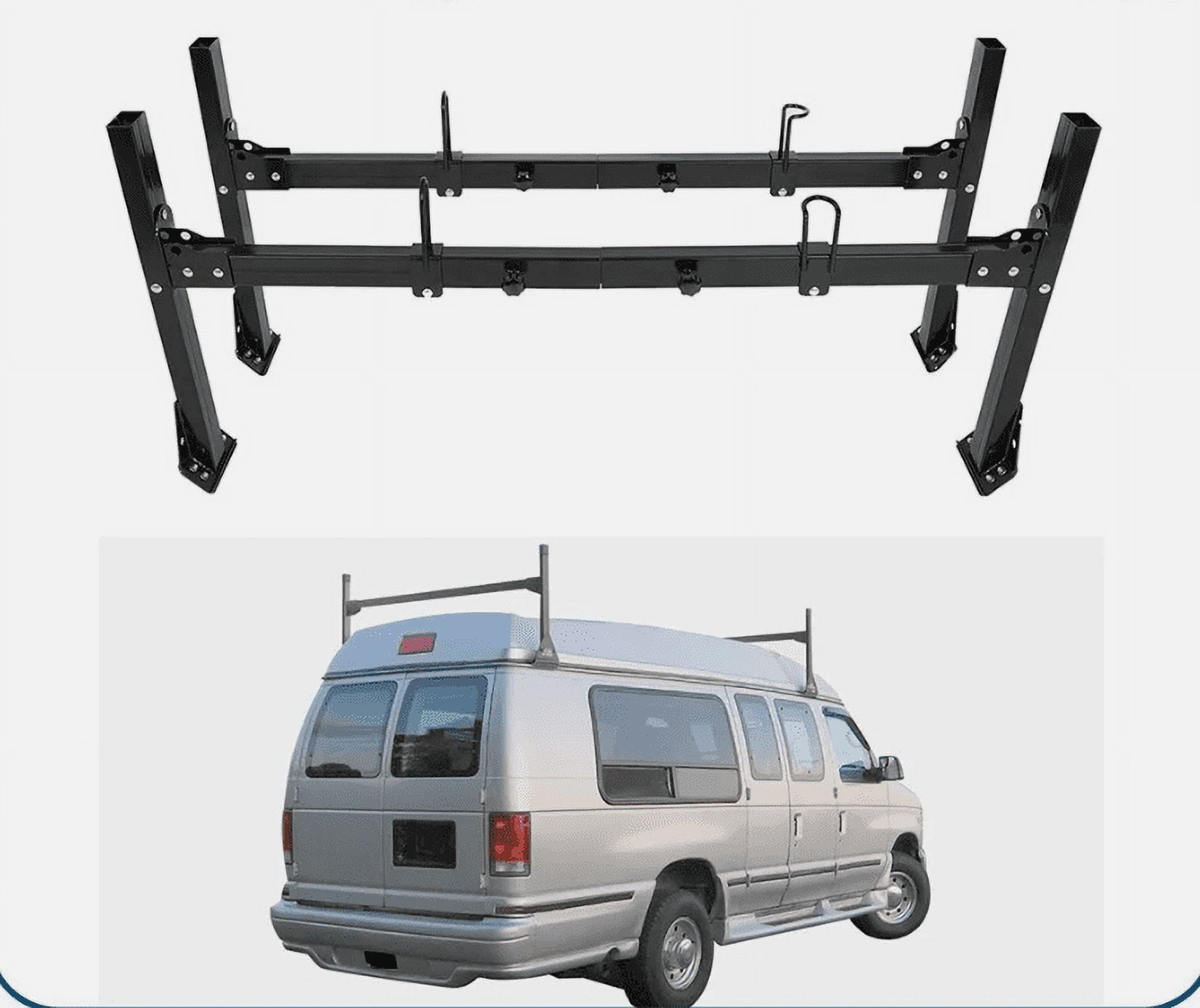 Black VAN 2 Bar Ladder Roof Rack FOR Ford Econoline Van Fullsize 350lb ...