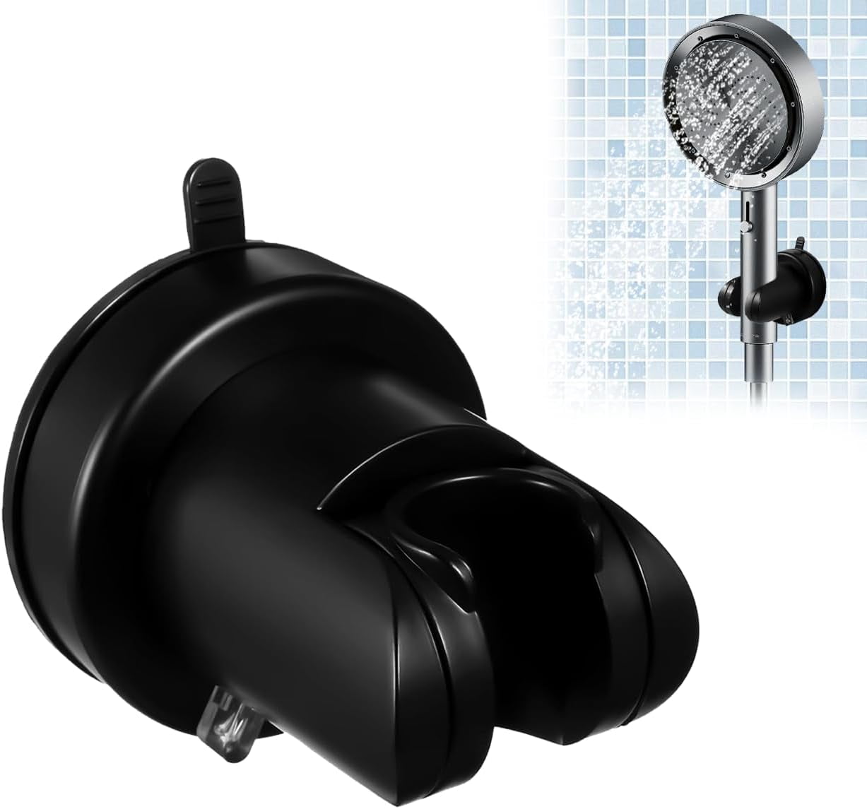 Black Vacuum Suction Cup Removable Shower Head Holder, Adjustable ...