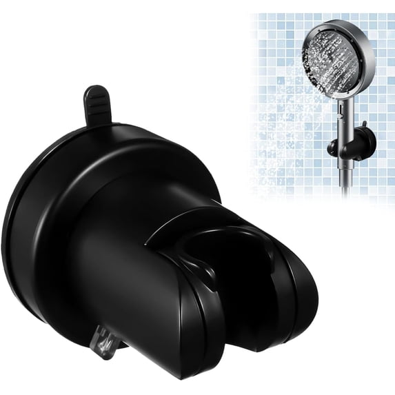 Black Vacuum Suction Cup Removable Shower Head Holder, Adjustable ...