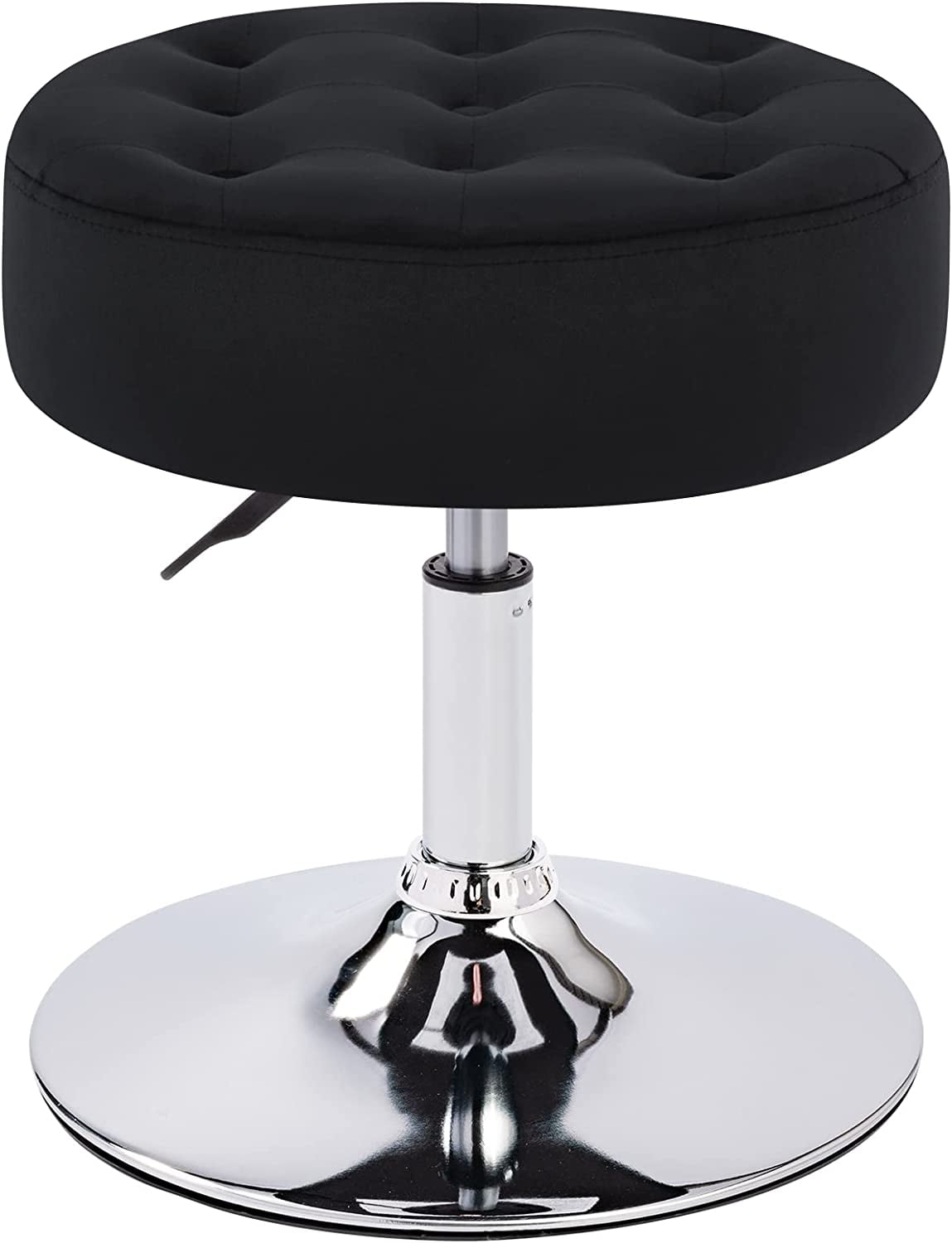 Black Vanity Stool Modern Round Velvet Vanity Ottoman Stool, Makeup ...