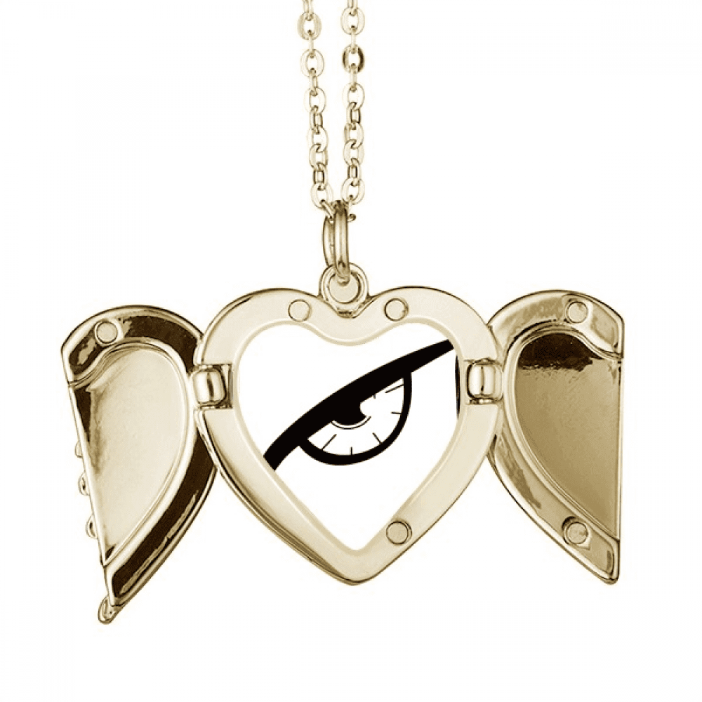 Black Vector Eye Decoration Pattern Folded Wings Peach Heart Pendant ...