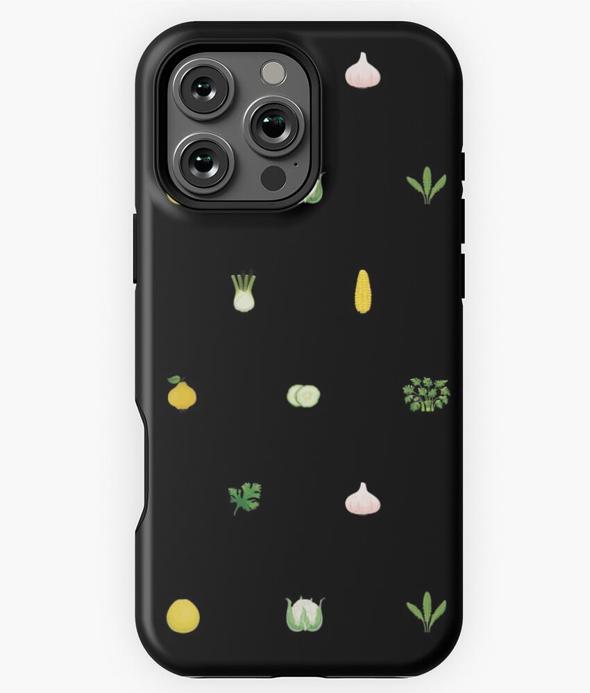 Black Vegetables Food Design Phone Case for iPhone 16 15 14 13 12 11 ...