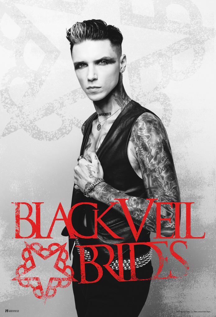 Black Veil Brides Poster Music Andy Biersack Image BW Black Veil Brides Merch BVB Band Merch ...