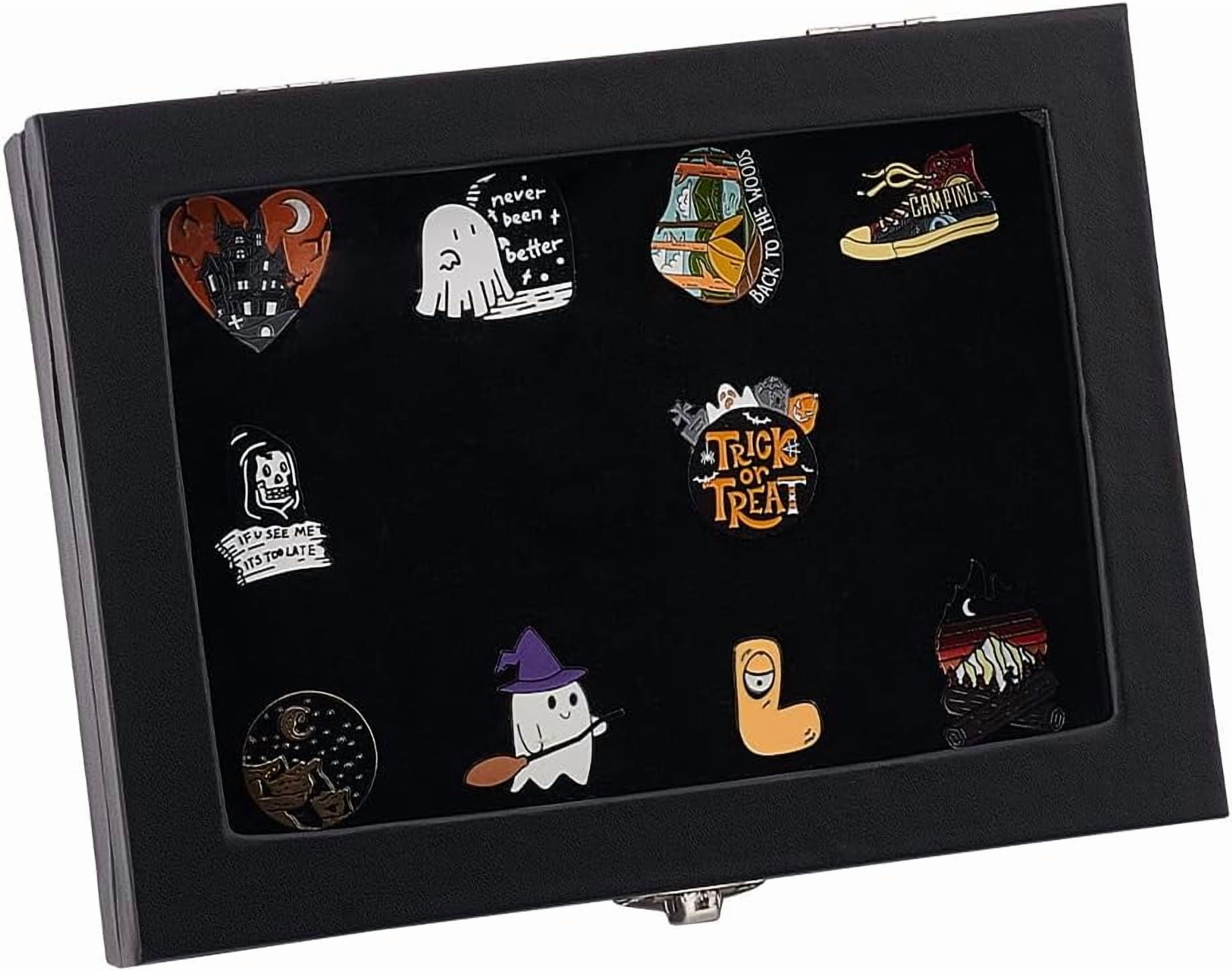 Black Velve Pin Badge Display Case Ring Storage Box Large Jewellery ...