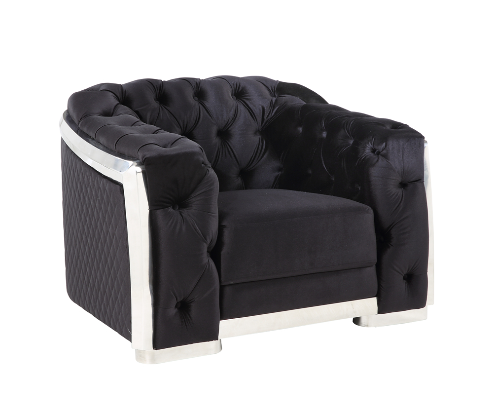 Black Velvet Accent Club Chair, Modern Upholstered Comfy Single Chair ...