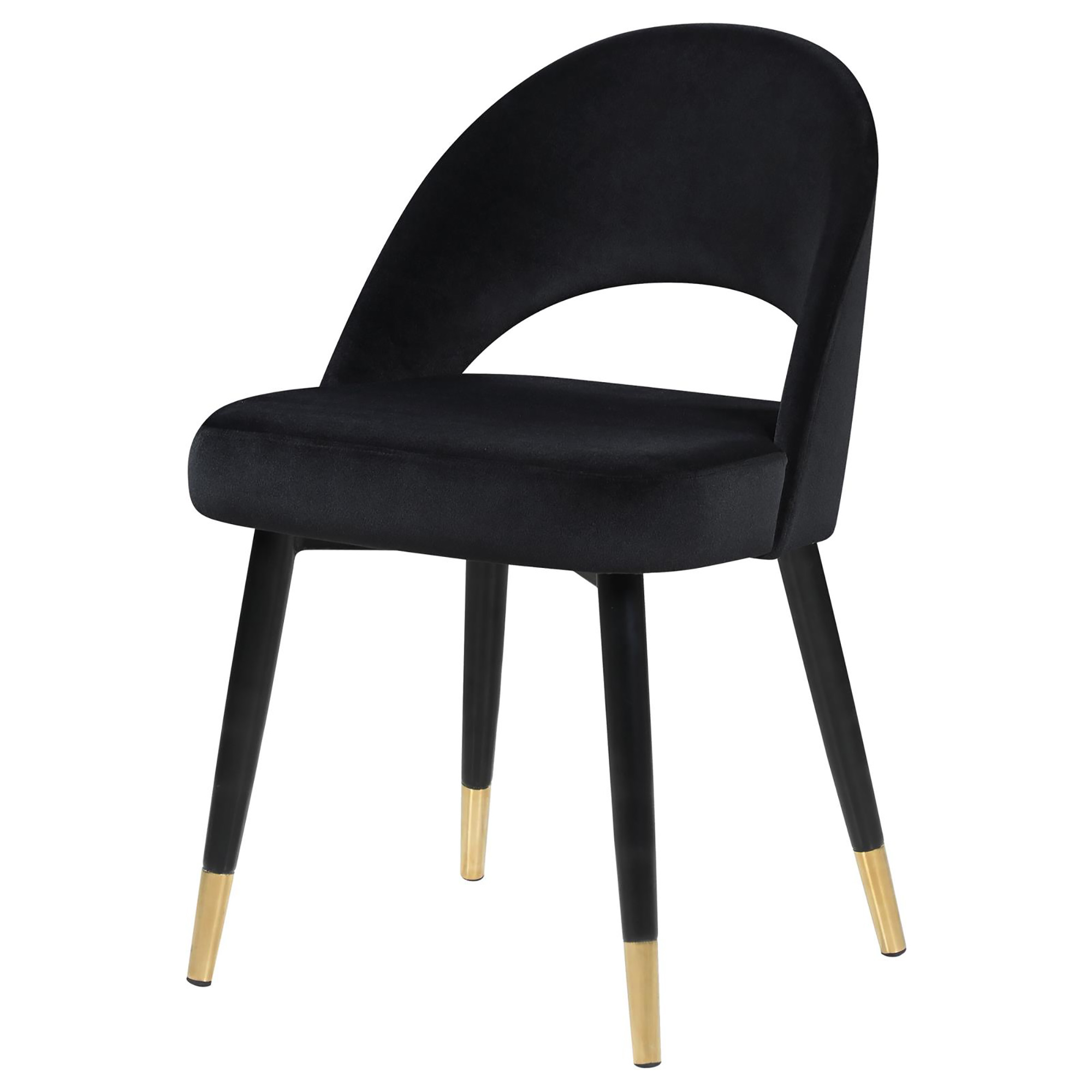 Black Velvet Arched Back Side Chairs (Set of 2) - Glam Hollywood Style ...