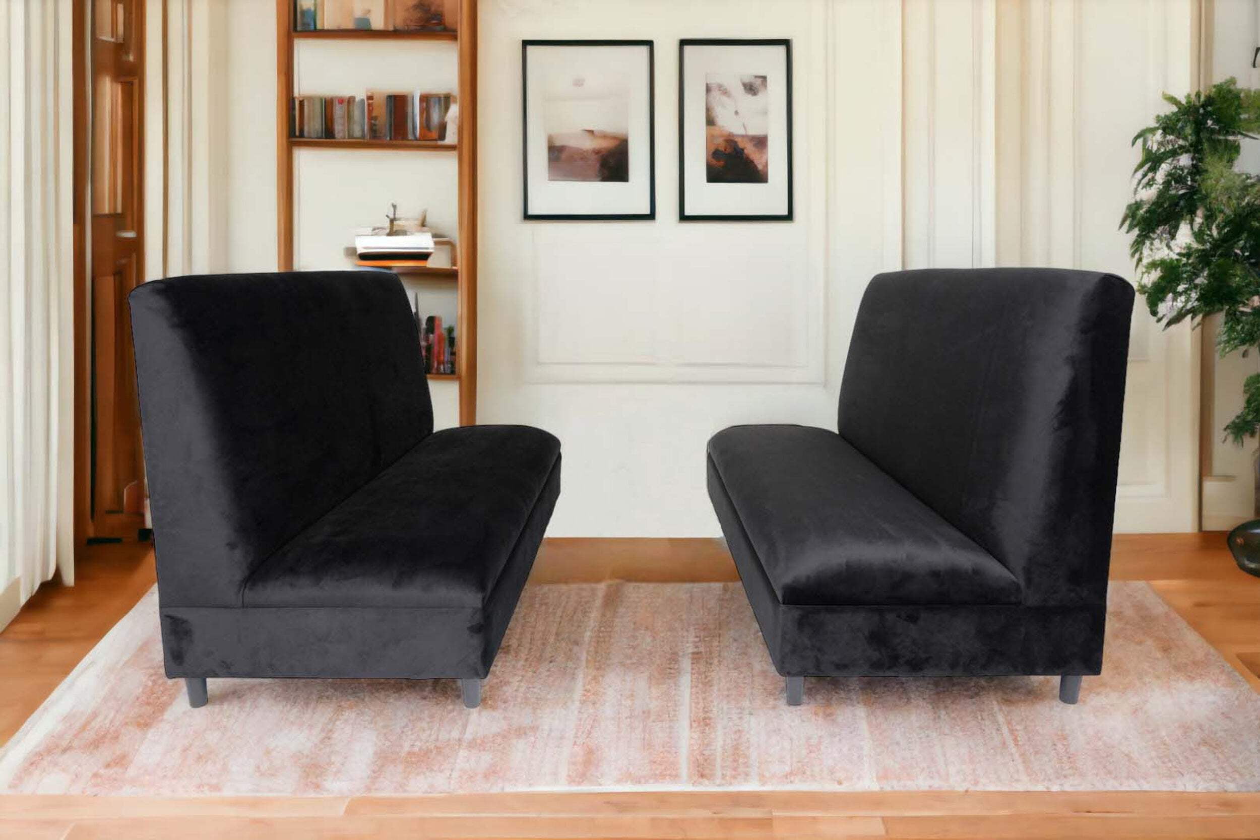 Black Velvet Booth, Modern Armless Booth For Living Room, Bedroom And ...