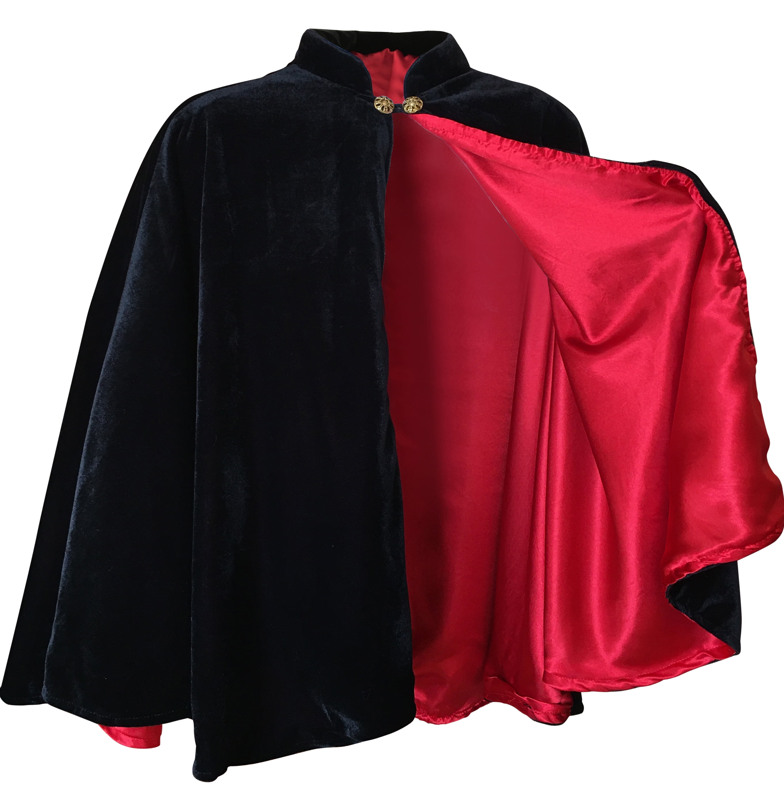 Black Velvet Cape Capelet Lined in RED Satin Vampire Cloak, Costume for ...