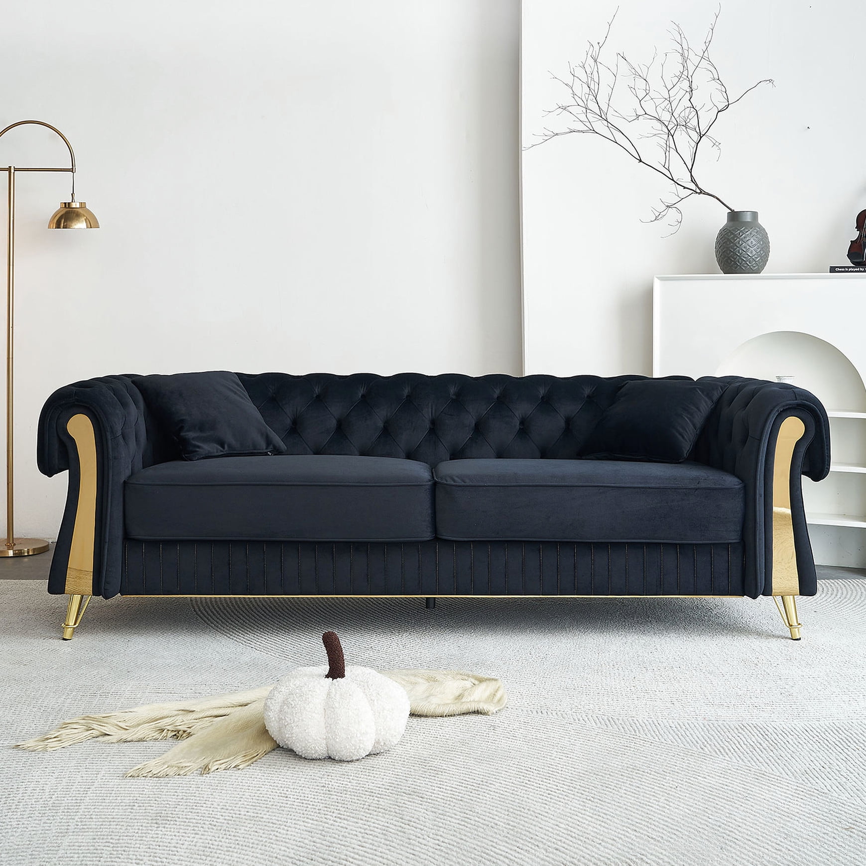 Black Velvet Chesterfield - High - Density Foam Filler - Primary Living ...