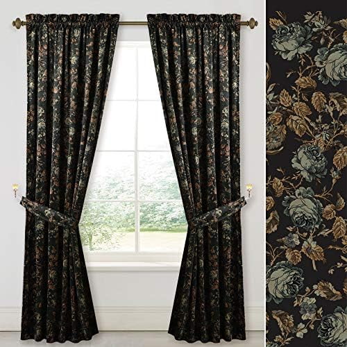 Black Velvet Curtains 84 inches Long - Printed Floral Design Home ...