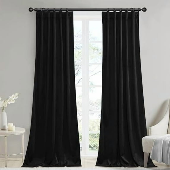 Black Velvet Curtains for Luxury Home Decoration - Thermal Insulated ...