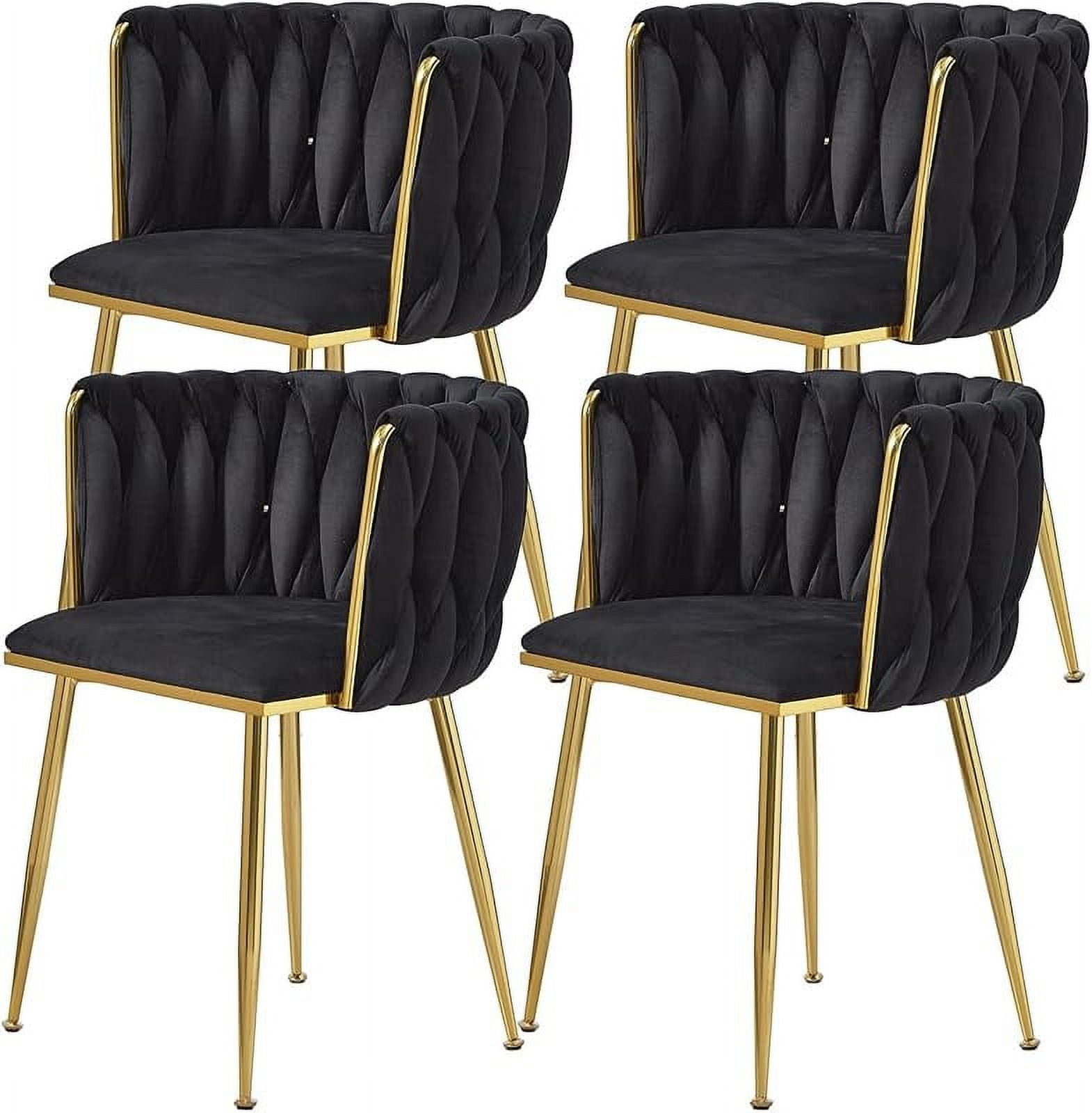 Black Velvet Dining Chairs Set of 2, Upholstered Dining Chairs with ...