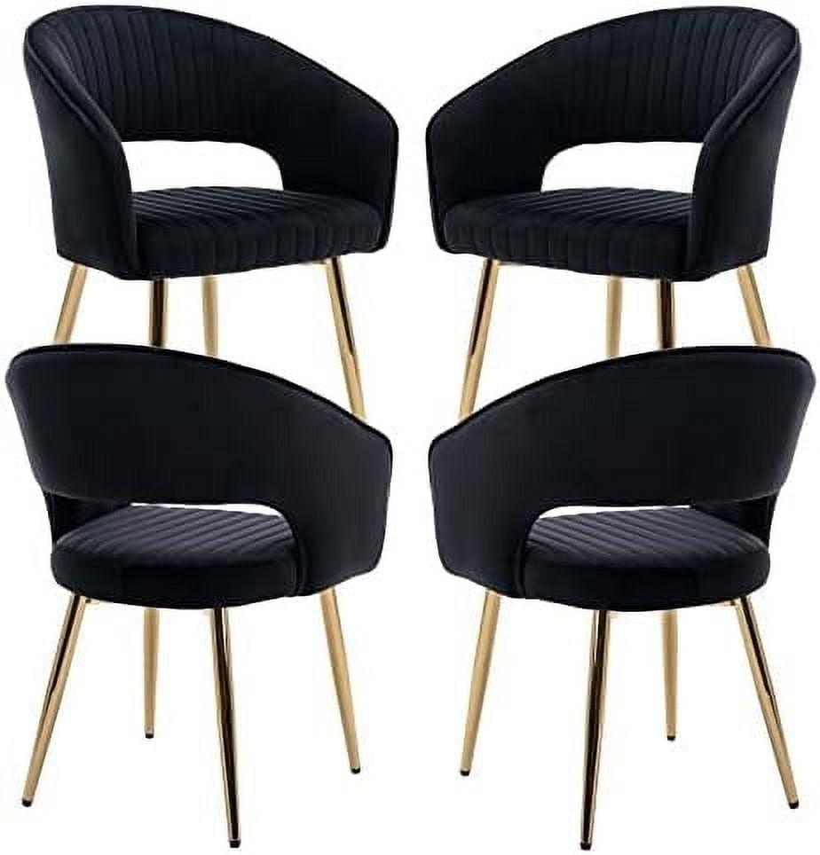 Black Velvet Dining Chairs Set of 4, Upholstered Gold Dining Chairs ...
