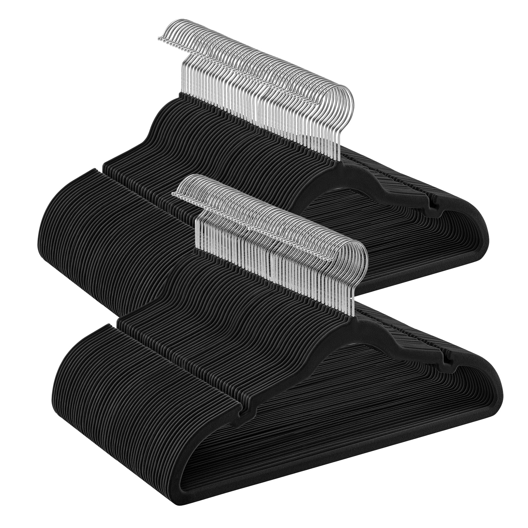 Black Velvet Hangers 120 Pack, Premium Non-Slip Felt Clothes Hangers ...