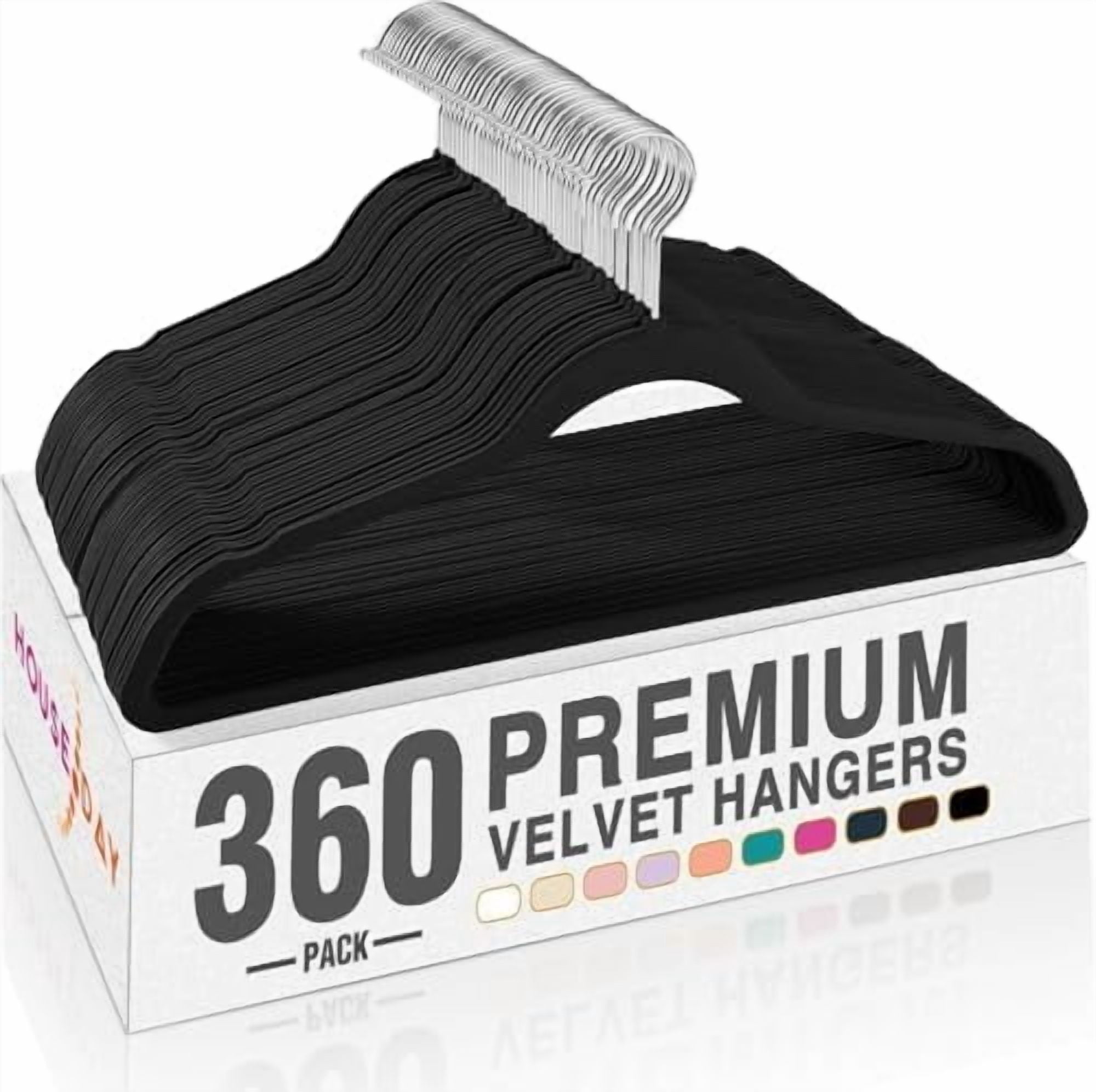 Black Velvet Hangers 360 Pack, Premium Non-Slip Felt Clothes Hangers ...