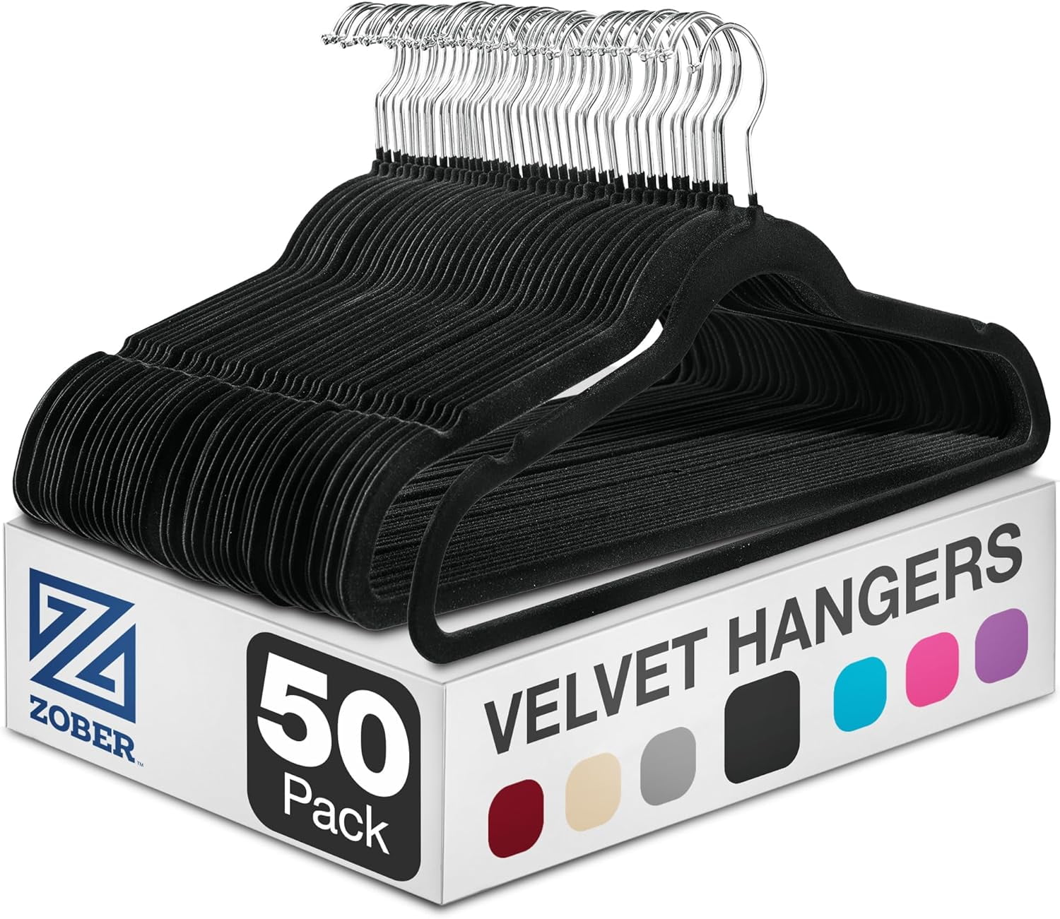 Black Velvet Hangers 50 Pack - Clothes Hangers, Coat Hanger for Pants ...