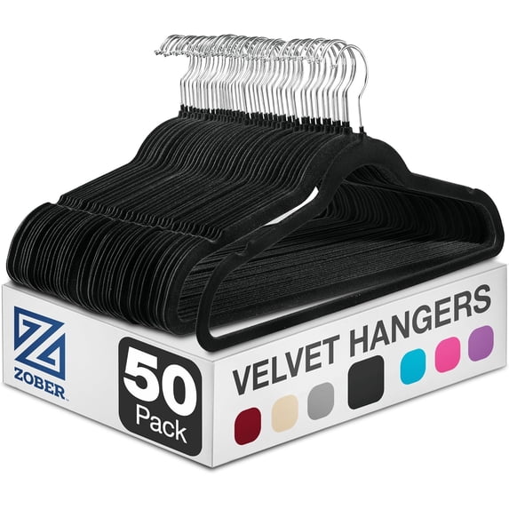 Black Velvet Hangers 50 Pack - Clothes Hangers, Coat Hanger for Pants ...