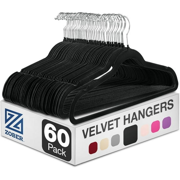 Black Velvet Hangers 60 Pack - Clothes Hangers, Coat Hanger for Pants ...