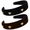Black Velvet Headband for Women Girls Bee Wide Hairbands Pack Non Slip ...