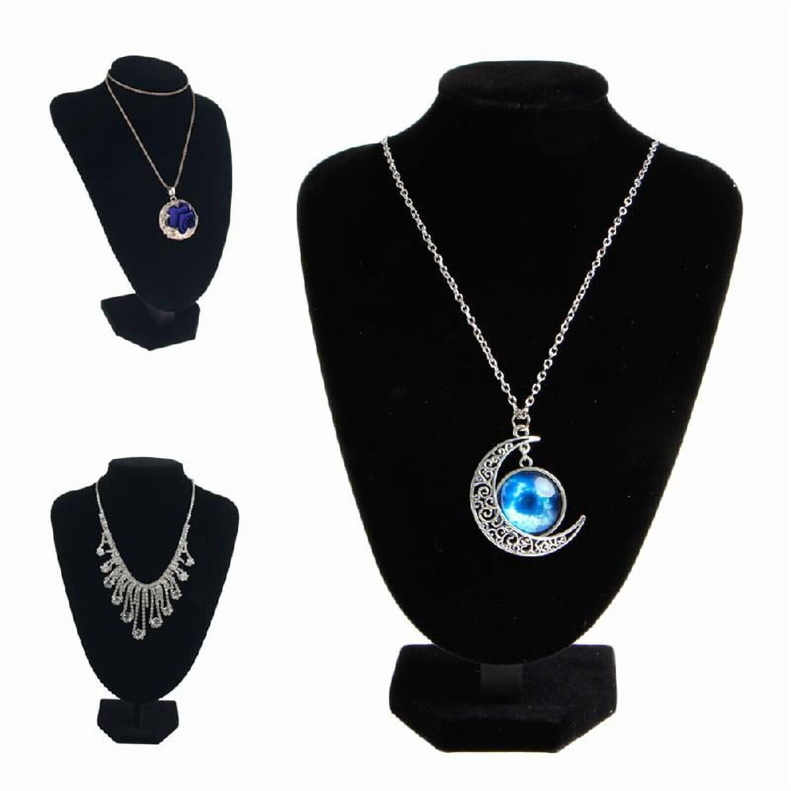 Black Velvet Necklace Bust Holder Bracelet Organizer Chain Storage ...