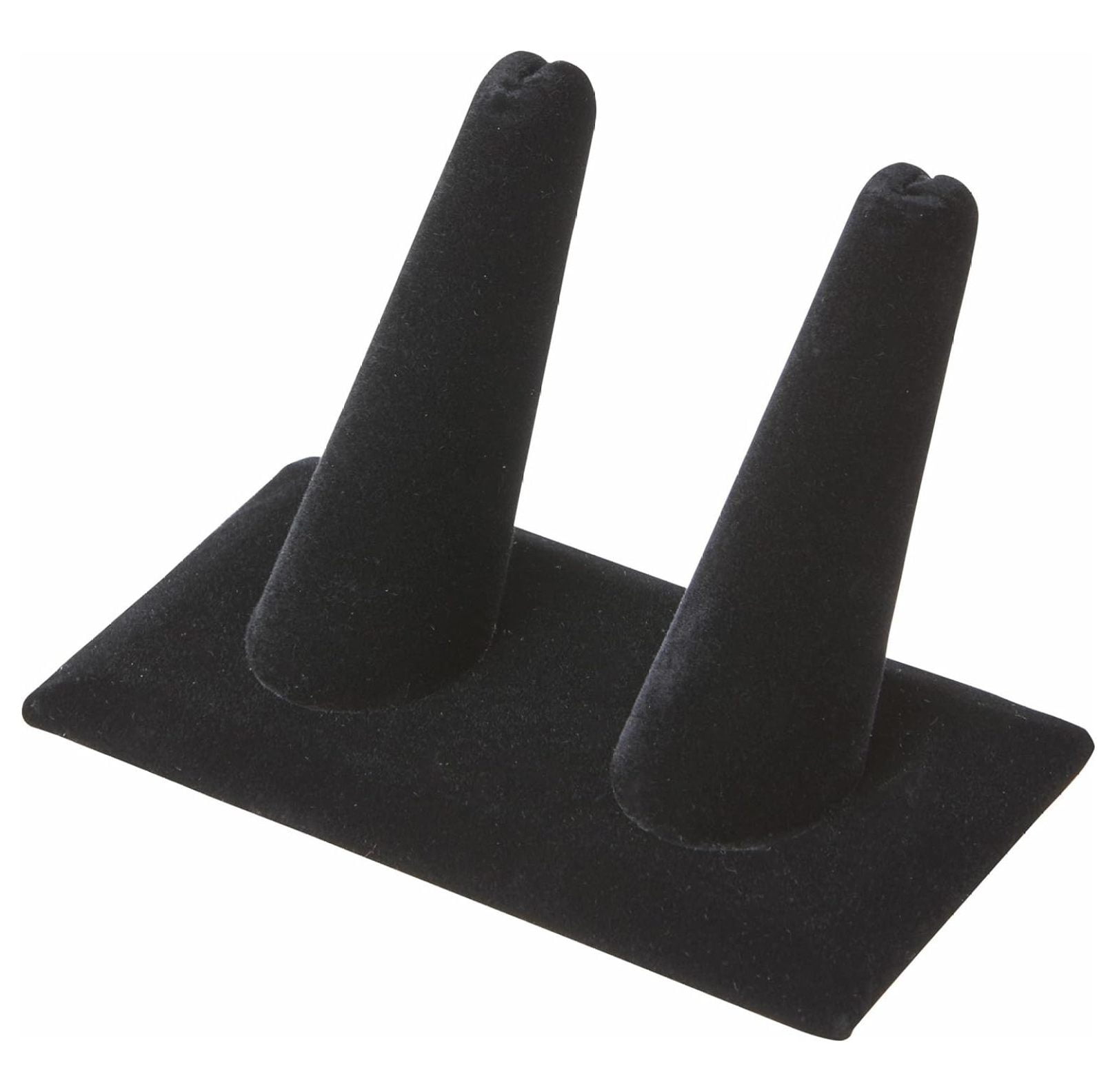 Black Velvet Ring Finger Display, Double on Rectangular Base, 3.625" W ...