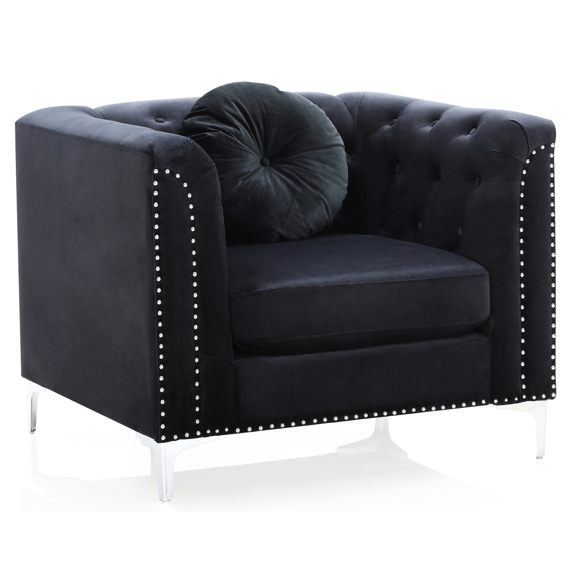 Black Velvet Sloped Arm Comfort Chair / Hassle - free Setup for Home ...