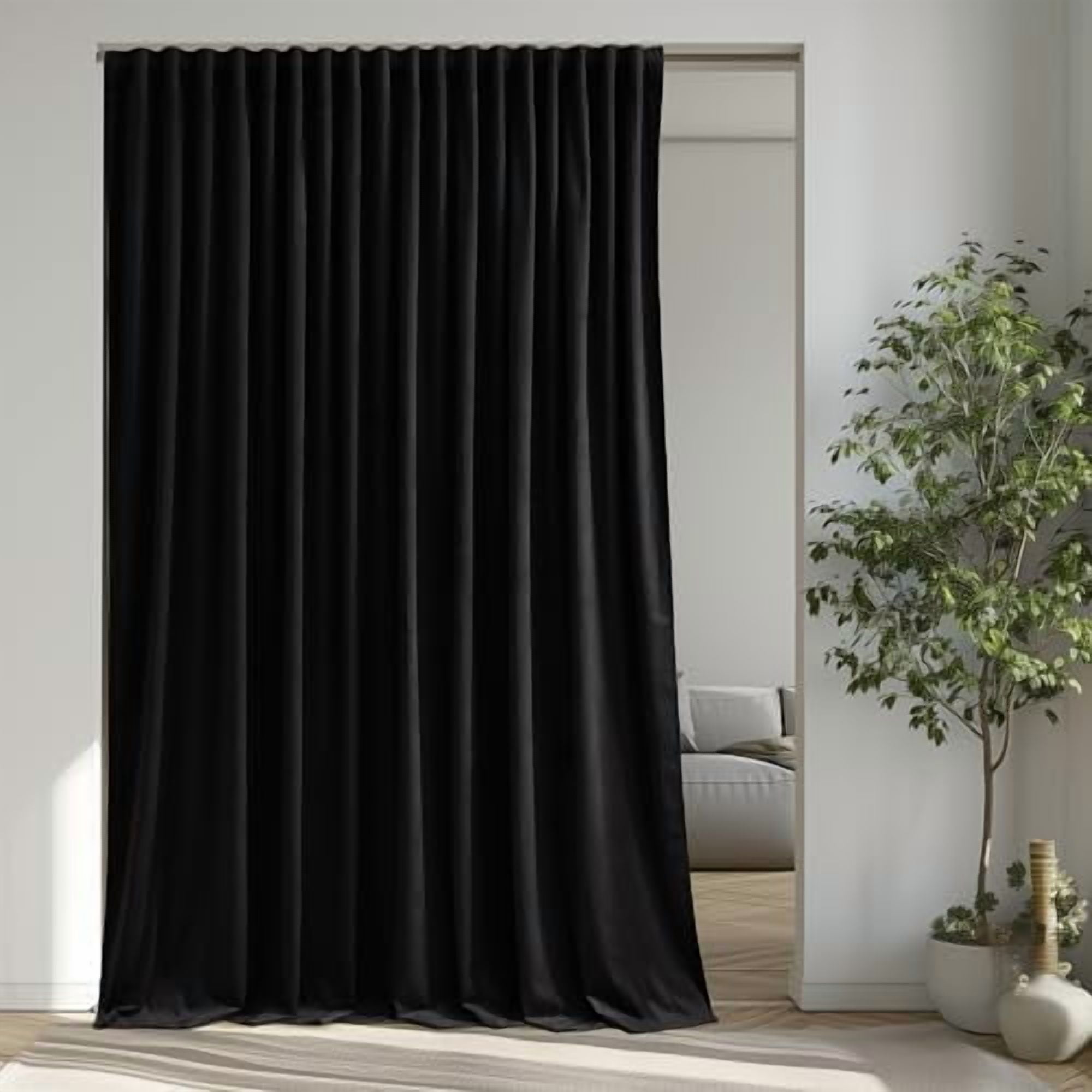 Black Velvet Theater Curtains Extra Wide Blackout Window Drapes for ...