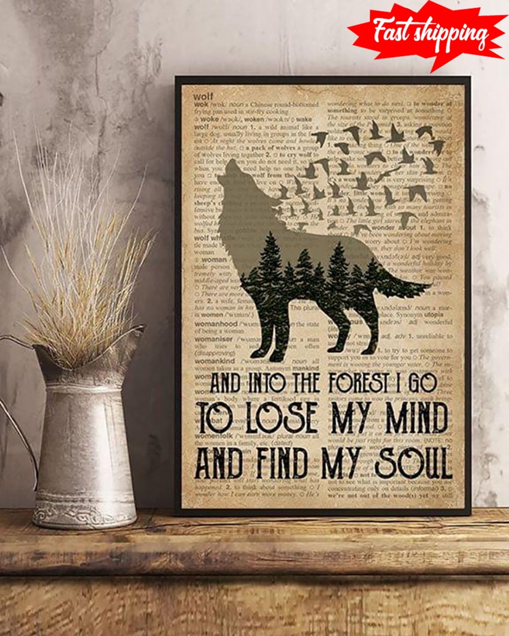 Black Version Dictionary Theme Wolf Howling & Birds And Into The Forest ...