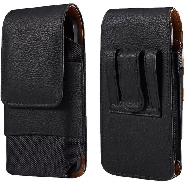 Black Vertical Leather Belt Loop Case with Card Holder is Compatible ...