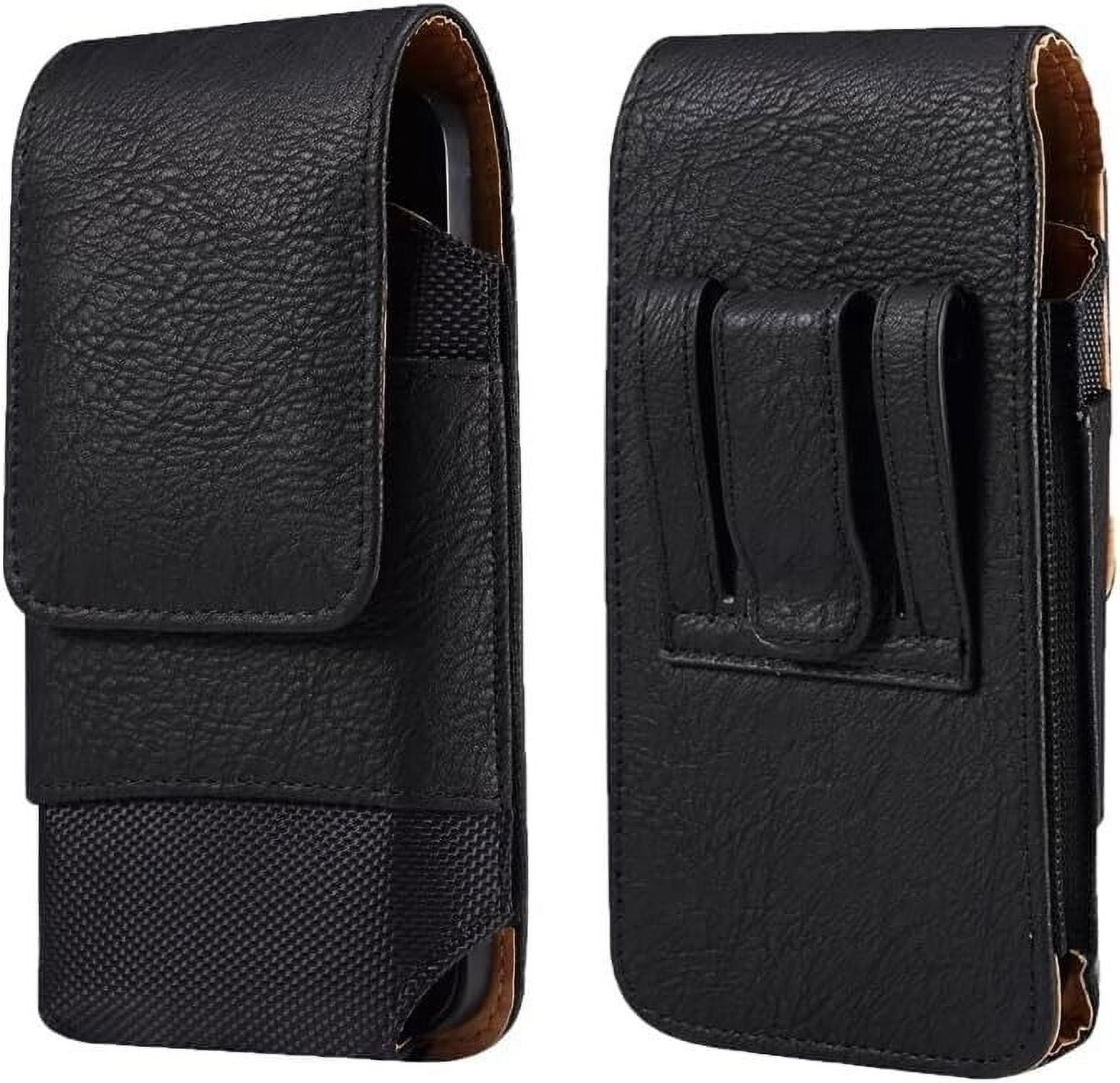 Black Vertical Leather Belt Loop Case with Card Holder is Compatible ...