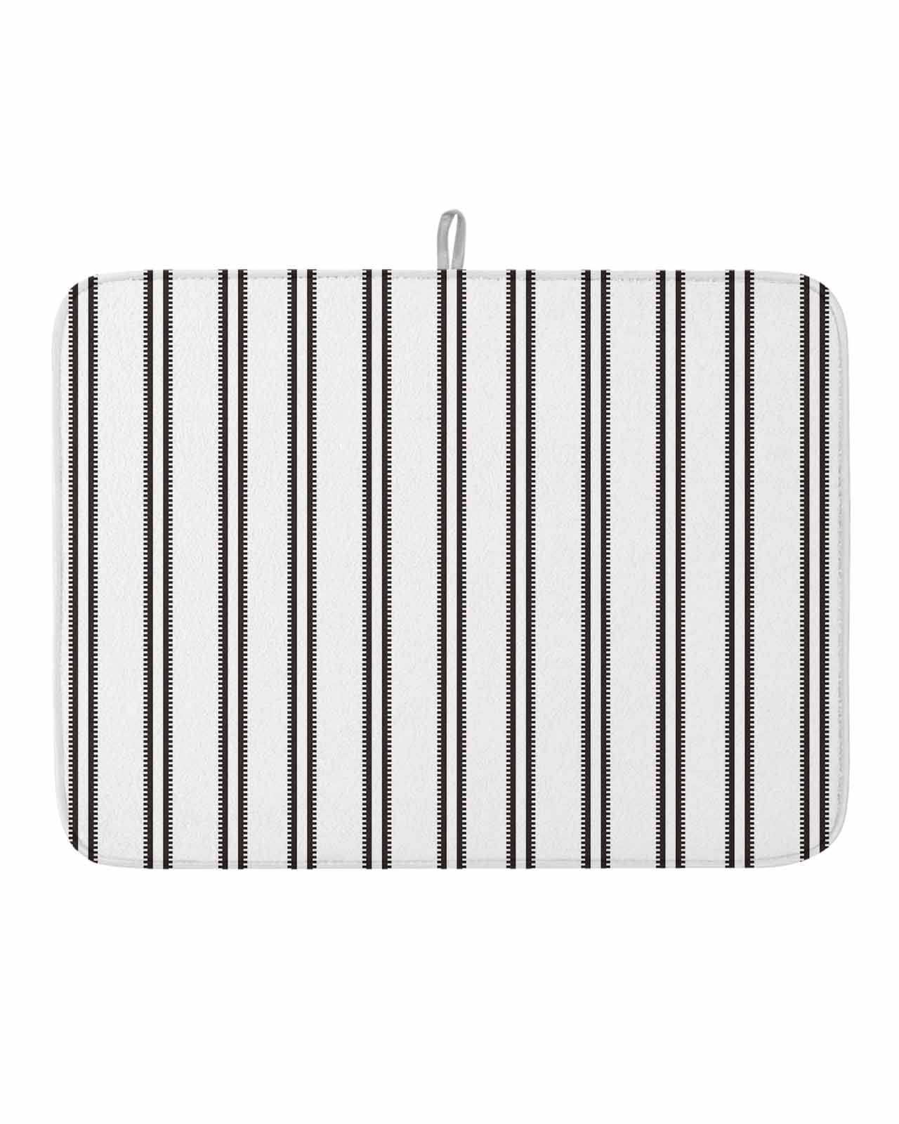 Black Vertical Striped Dish Drying Mat for Kitchen Counter,Minimalist ...