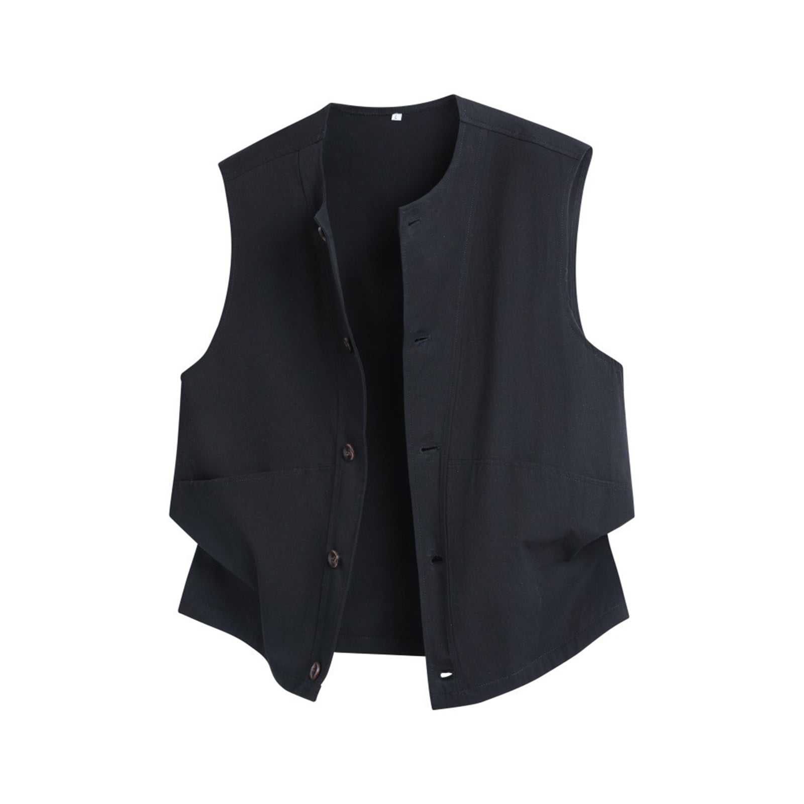 Black Vest for Man Summer Fall Sleeveless Crewneck Spandex Rayon Work ...