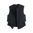 Black Vest for Man Summer Fall Sleeveless Crewneck Spandex Rayon Work ...
