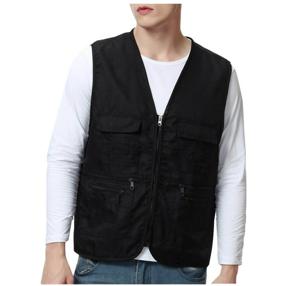 Black Vest for Man Summer Fall Vneck Fishing Going Out Cami Tank Plain ...