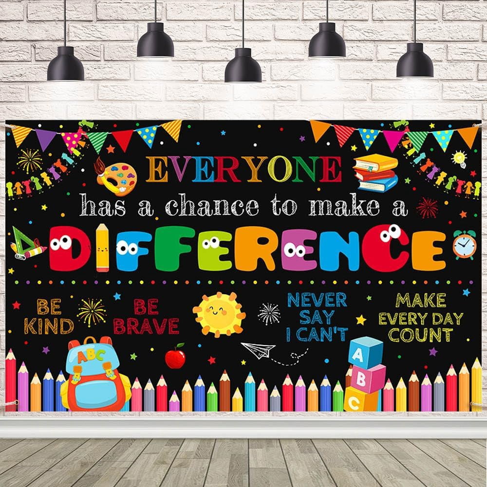 Black Vibrant Welcome Back to School Backdrop Motivational Classroom ...