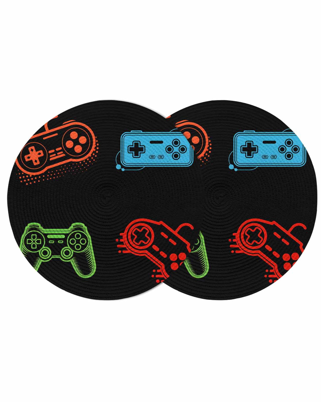 Black Video Game Themed Round Table Placemats set of 2, Gamer Game ...