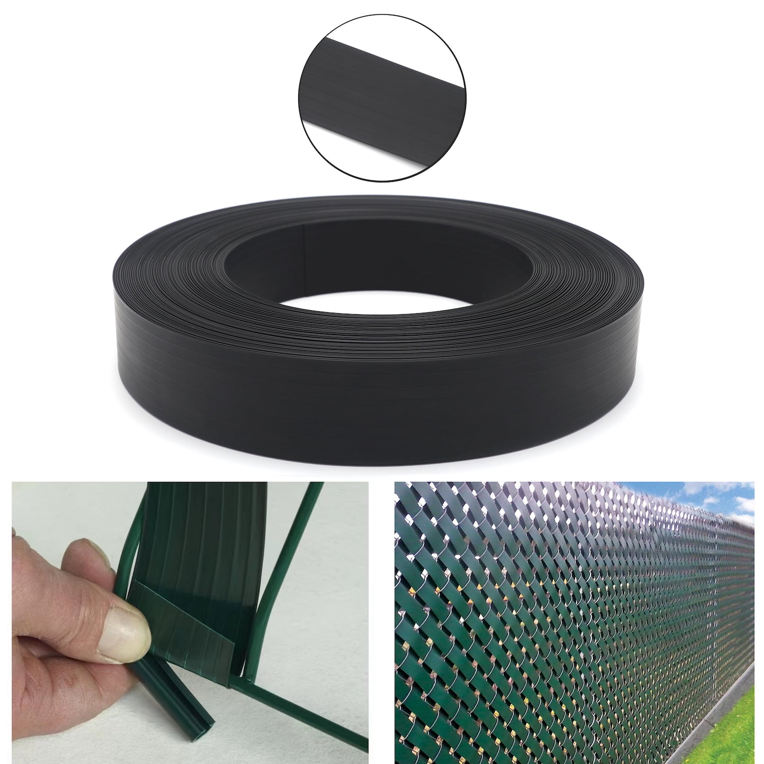 Black View Blocking Privacy Tape Weave for Chain Link Fence 75m/250 ft ...