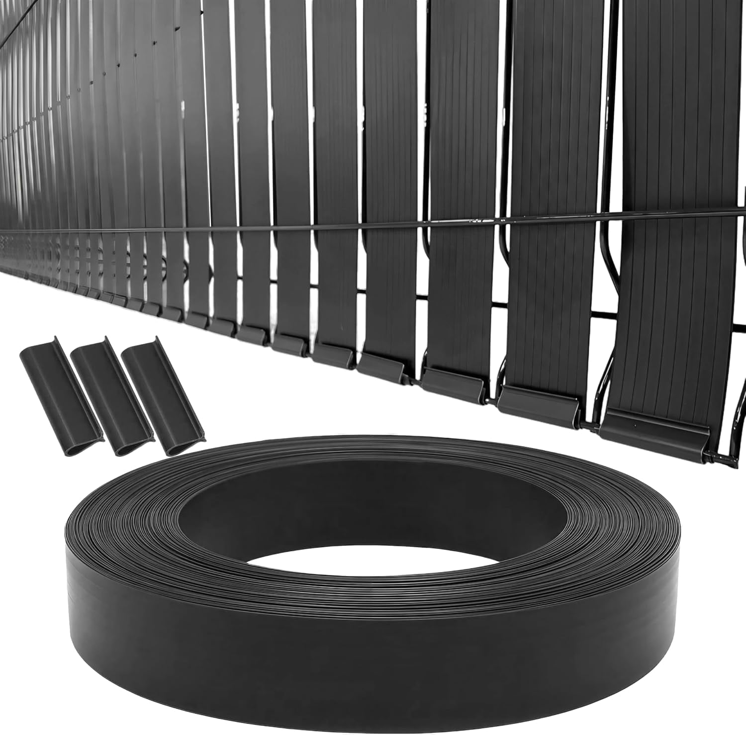 Black View Blocking Privacy Tape Weave w/bracket For Chain Link Fence ...