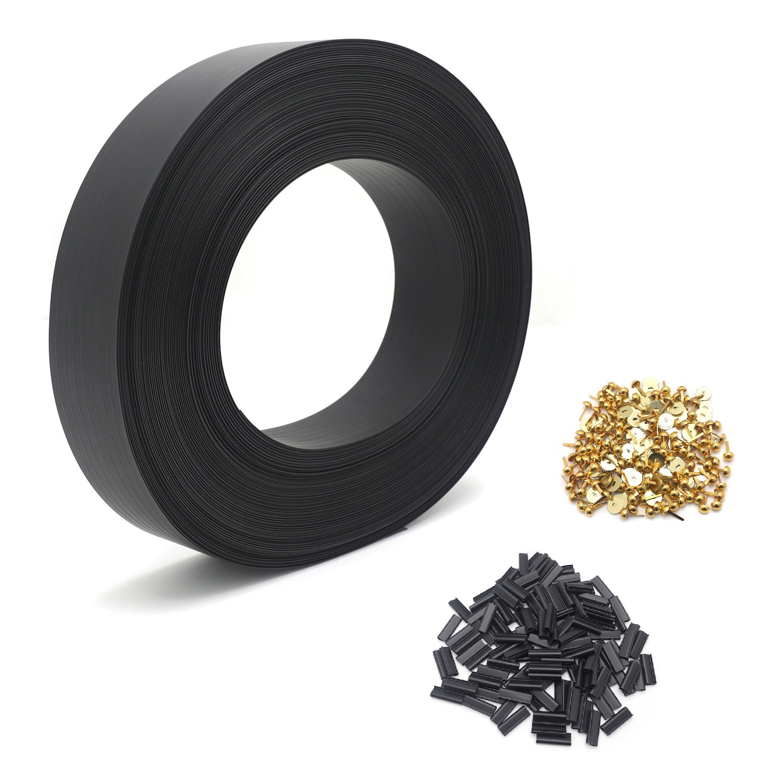 Black View Blocking Privacy Tape Weave w/ bracket and Gold Fastener For ...