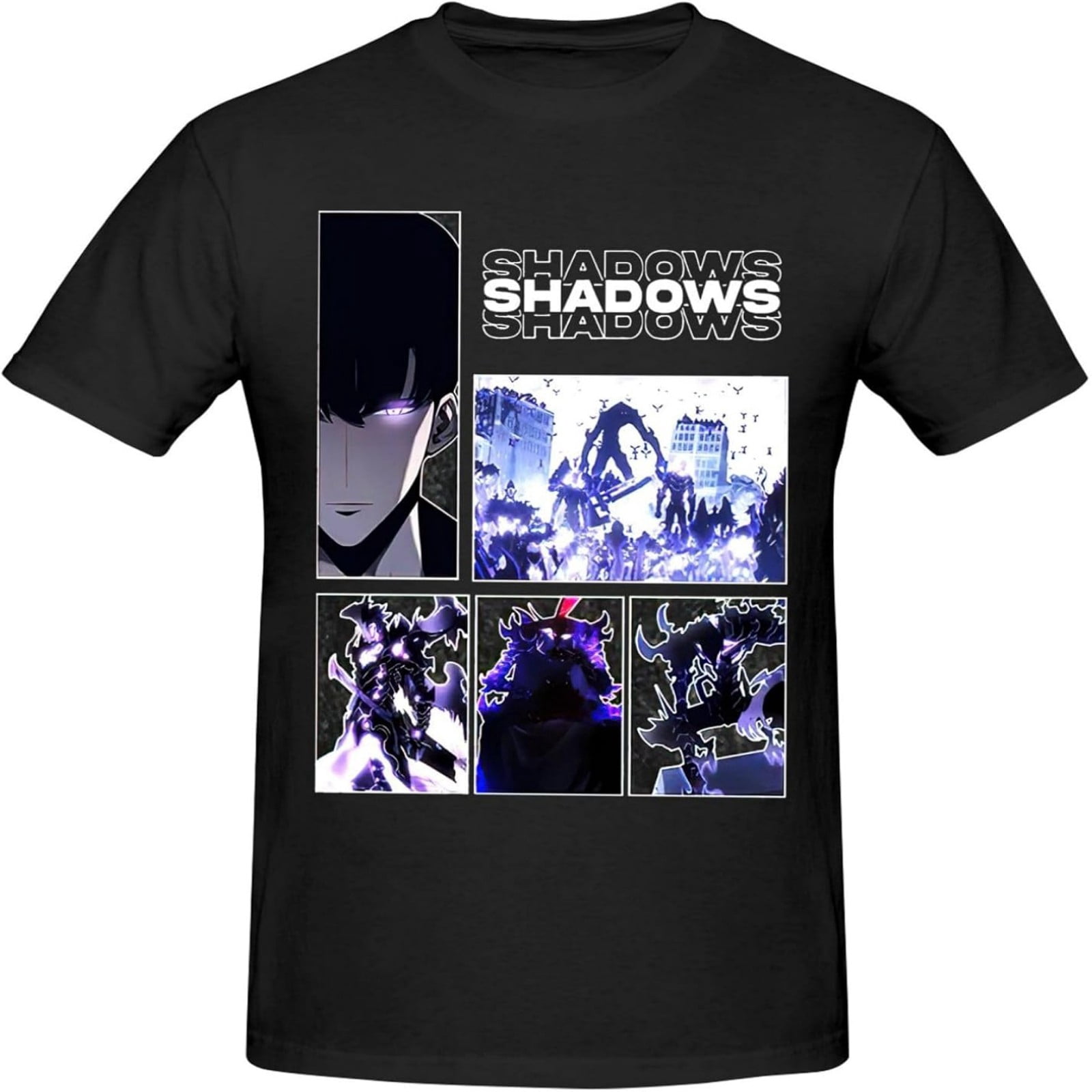 Black Vintage Anime Solo Leveling Shirt Streetwear Jin Woo Sung Graphic ...