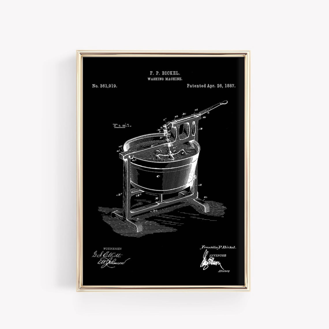 Black Vintage Art Laundry Room Decor Washing Machine Poster Minimalist ...