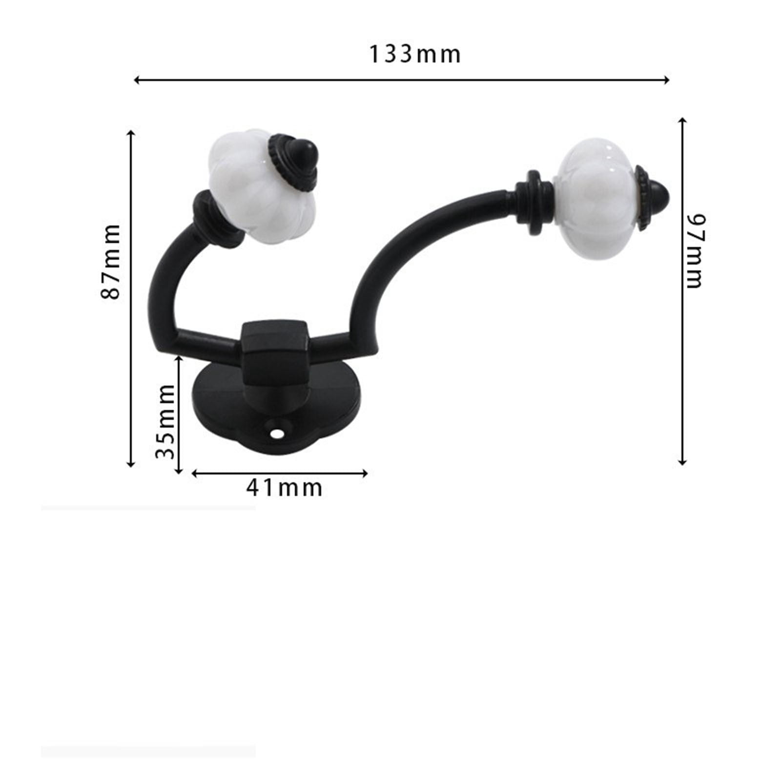 Black Vintage Ceramic Wall Hook, Antique Double Coat Hook for Hats ...