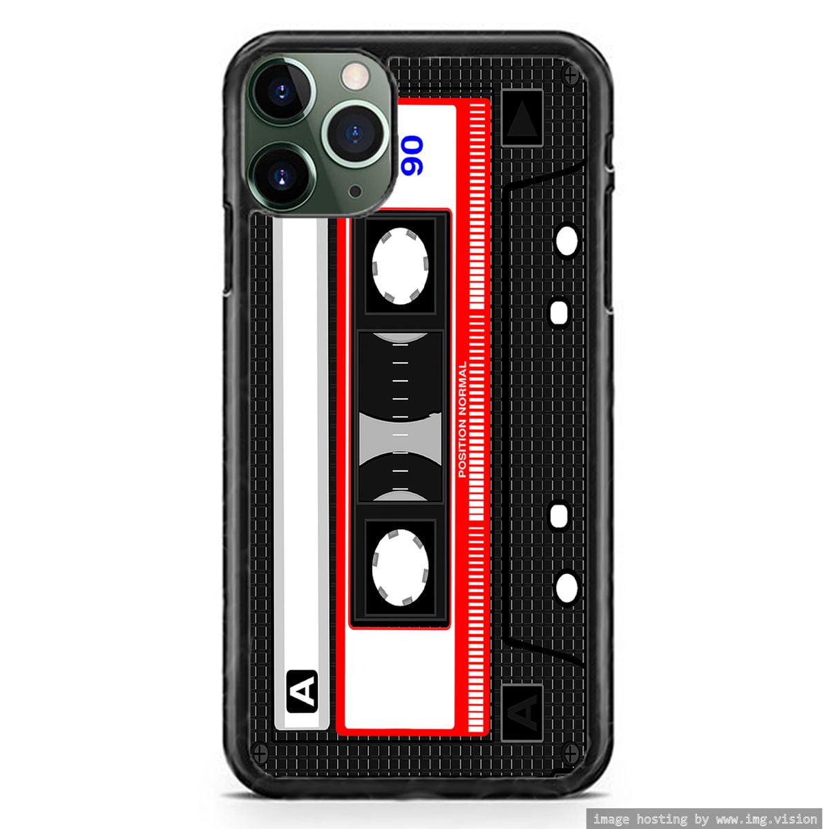 Black Vintage Classic Cassette Music Slim Shockproof Hard Rubber Custom ...