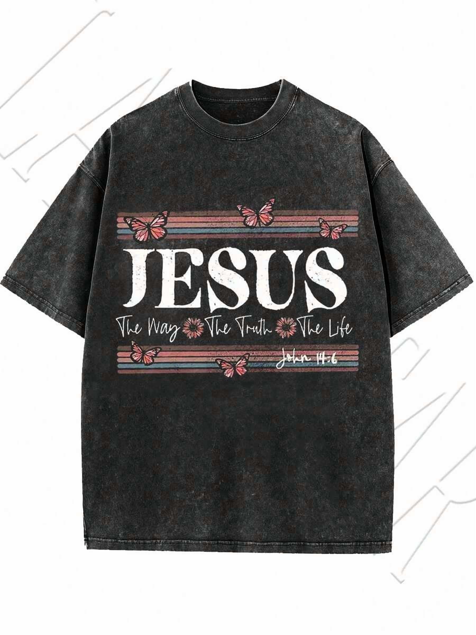 Black Vintage Distressed Graphic T-Shirt: Jesus The Way The Truth The ...